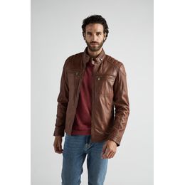 Lederjacke JCC "40700", Herren, Gr. 48, braun (cognac), Obermaterial: 100% Lammnappa; Futter: 55% Baumwolle, 45% Polyester; Ärmelfutter: 100% Polyester; Strick: 84% Baumwolle, 14% Polyester, 2% Elasthan, Jacken