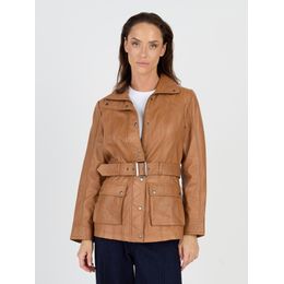 Bikerjacke JCC "R6382", Damen, Gr. 38, braun (cognac), Obermaterial: 100% Lammleder; Futter: 100% Polyester; &Auml;rmelfutter: 100% Polyester, mit Knopf, Jacken