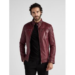 Lederjacke JCC "40700", Herren, Gr. 50, rot, Obermaterial: 100% Lammnappa; Futter: 55% Baumwolle, 45% Polyester; Ärmelfutter: 100% Polyester; Strick: 84% Baumwolle, 14% Polyester, 2% Elasthan, Jacken