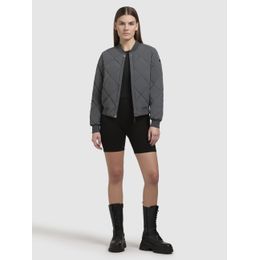 Steppjacke Khujo "ANGE", Damen, Gr. M, blau (blaugrau), 84% Nylon, 16% Polyurethan, unifarben, regular fit hüftlang, eingesetzt Rippbündchen, Jacken