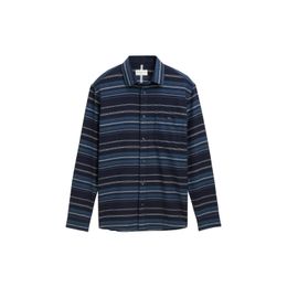 Tom Tailor Herren Comfort Fit Hemd mit Streifenmuster, blau, Gestreift, Gr. XL