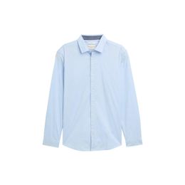 Tom Tailor Herren Regular Fit Hemd mit Stretch, blau, Uni, Gr. XXL