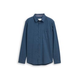 Tom Tailor Herren Regular Fit Hemd mit Brusttasche, blau, Meliert, Gr. XS