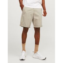 Jack & Jones JACK & JONES Herren Chinoshorts "JPSTBOWIE JJSHORTS S", beige, Gr. XS, unifarben, Web, Obermaterial: 98% Baumwolle, 2% Elasthan, Hosen, mit Aufschlag