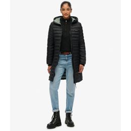 Superdry Damen Fuji Lite Mittellange Steppjacke mit Kapuze Black - Gr&ouml;&szlig;e: 36 208221850064602A030