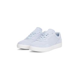 Plateausneaker Tommy Hilfiger "CASUAL SUEDE SNEAKER", Damen, Gr. 40, blau (hellblau), Nubukleder, Schuhe Plateausneaker, Freizeitschuh, Halbschuh, Schn&uuml;rer mit weich gepolstertem Schaftrand