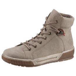 Schn&uuml;rboots Rieker, Damen, Gr. 39, grau (beige), Lederimitat, Schuhe Schn&uuml;rboots, mit herausnehmbarer SoftFoam-Einlegesohle