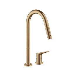 Hansgrohe 2-Loch-Sp&uuml;ltisch-Einhebelmischer 220 Axor Citterio M mit Ausziehbrause, brushed bronze (34822140)