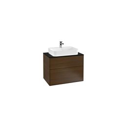 Villeroy & Boch V&B Waschtischunterschrank Wandbeleuchtung Finion 80x60,3cm, Abd.-Pl. bla m, Walnut veneer ; Villeroy & Boch (G34200GN)