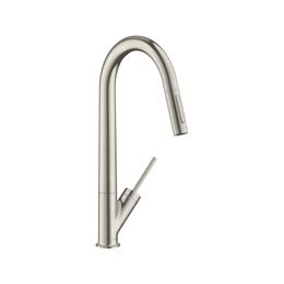 Hansgrohe Sp&uuml;ltisch-Einhebelmischer 270 Axor Starck mit Ausziehbrause, Edelstahl-Optik (10821800)