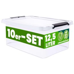 Deuba Aufbewahrungsbox 10er-Set Transparent 39x29x17cm 12,5L stapelbar