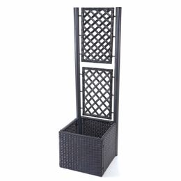 Poly-Rattan Rankgitter MCW-D76, Pflanzkasten Rankhilfe, 142x43x43cm ~ anthrazit