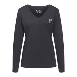 Vivance Schlafshirt 'Dreams' Damen Gr&ouml;&szlig;e M dunkelgrau / wei&szlig;