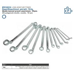 Brilliant Tools Doppel-Ringschlüssel, gekröpft, 12-tlg. Doppel-Ringschlüssel,Doppel-Ringschlüsselsatz BT012012