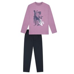 Schiesser Pyjama 'Nightwear' Jungen Gr&ouml;&szlig;e 152 lila / schwarz
