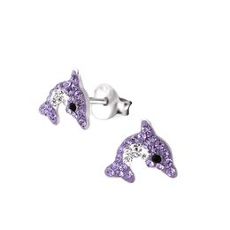 schmuck23 Ohrringe 925 Silber Delfin in Lila | Gr.: onesize
