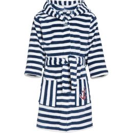 Playshoes Bademantel "Fleece-Bademantel Ringel maritim" in Blau | Gr.: 98/104