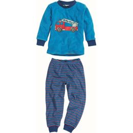 Playshoes Kinder Schlafanzug "Schlafanzug Frottee Feuerwehr" in Blau | Gr.: 128