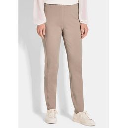 GOLDNER Kurzgr&ouml;&szlig;e: Slim Fit Hose BELLA mit Schlupfbund in beige | Gr.: 23