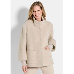 GOLDNER Kurzgr&ouml;&szlig;e: Flauschiger Kurzmantel mit Stehkragen in beige | Gr.: 20
