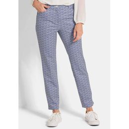 GOLDNER Slim Fit Printhose mit hohem Bund in beige / royalblau / gemustert | Gr.: 50