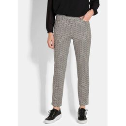 GOLDNER Slim Fit Printhose mit hohem Bund in beige / schwarz / gemustert | Gr.: 38