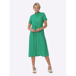Sieh an! A-Linien-Kleid in grasgrün-weiß-getupft | Gr.: 42