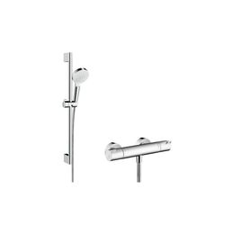 Hansgrohe Brausesystem Crometta 650mm Brausestange, m Thermostat, wei&szlig;/chrom (27812400)