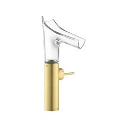 Hansgrohe Waschtisch-Einhebelmischer Axor Starck V 220 m Glas, unverschlie&szlig; Abl.garn, brush. br (12114950)