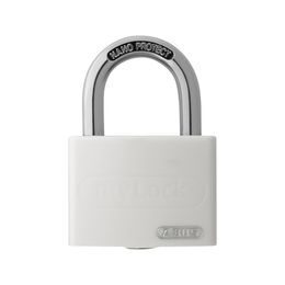 Zylindervorhangschloss T65AL/40 wei&szlig; Lock-Tag Schlossk.-B.43mm Alu.versch.-schl. ; Abus (80287 4)
