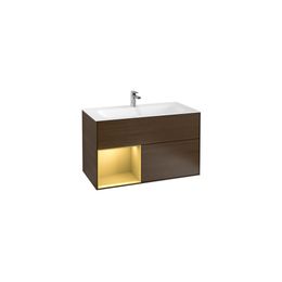 Villeroy & Boch V&B Waschtischunterschrank Finion Regal links Gold matt, Walnut veneer ; Villeroy & Boch (F030HFGN)