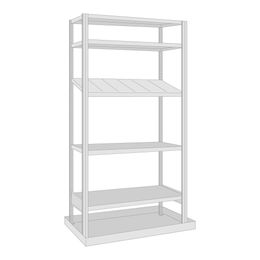 Regalwerk BERT-Regalmodul 1 Grundfeld HxBxT 2000x1005x500 mm Stecksystem Rahmen RAL 7035 (B3-80301-50)