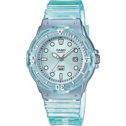 CASIO TIMELESS COLLECTION Quarzuhr Armbanduhr, Kinder, Jugendliche, bis 10 bar wasserdicht, Leuchtzeiger türkisfarben (transparent) Coole Uhr für...