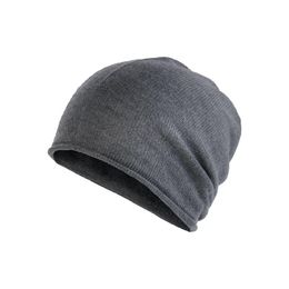 Laura Scott Beanie aus weichem Feinstrick, mit modischem Rollrand - NEW mittelgrau melange