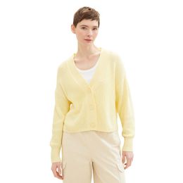 Tom Tailor Denim Cardigan Cardigan mit Strick und Knopfleiste light yellow XL (42) XL (42) Basic Strickjacke von TOM TAILOR