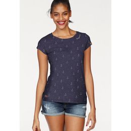 Ragwear T-Shirt »FLORAH A ORGANIC O« mit maritimen Anker-Allover-Druck navy 2028 S (36) S (36) Vegan, von PETA verifiziertes Shirt "Florah A...