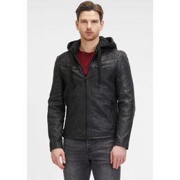 Mauritius Lederjacke »G2MNeiko SF« mit Kapuze mit Reißverschluss, Ziersteppung black M
