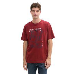 Tom Tailor Print-Shirt mit Frontprint burgundy dark red M M T-Shirt von Tom Tailor