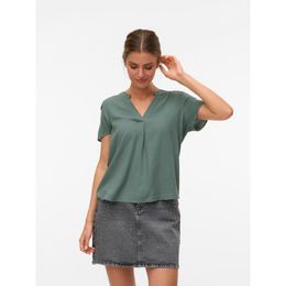 Véro Moda VERO MODA Blusenshirt »VMMYMILO SS V-NECK TOP WVN GA« mit Leinen Laurel Wreath XL XL Kurzarm-Design, perfekt für den Sommer und wärmere Tage