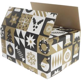 ratioform Geschenkbox Christmas Pattern, gold, Innenmaße 390 x 290 x 177 mm, ab 100 Stk