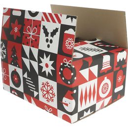 ratioform Geschenkbox Christmas Pattern, rot, Innenmaße 390 x 290 x 177 mm, ab 100 Stk
