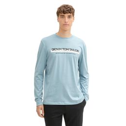 Tom Tailor Denim Langarmshirt mit großem Logo-Print vorn light grey mint XXL XXL Rundhalsshirt von Tom Tailor Denim