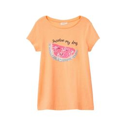 s.Oliver JUNIOR T-Shirt Pailletten, Artwork light neon orange 128/134 128/134 T- Shirt von s.Oliver Junior