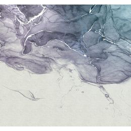 Vliestapete Komar "Digitaldruck Vlies - Ink Blue Fluid - Größe 300 x 280 cm", bunt (weiß, blau, lila), B:300m L:280m, Vlies, Tapeten, Wohnzimmer, Schlafzimmer