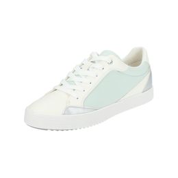 Sneaker Geox "Geox Sneaker Lederimitat/Textil", Damen, Gr. 37, weiß (blau, weiß), Lederimitat, Textil, Schuhe