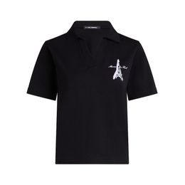 K by KARL LAGERFELD Karl Lagerfeld Poloshirt 'PARIS SKETCH EIFFEL' Damen Gr&ouml;&szlig;e XXL pflaume / schwarz / wei&szlig;