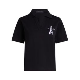 K by KARL LAGERFELD Karl Lagerfeld Poloshirt 'PARIS SKETCH EIFFEL' Damen Gr&ouml;&szlig;e XXL pflaume / schwarz / wei&szlig;