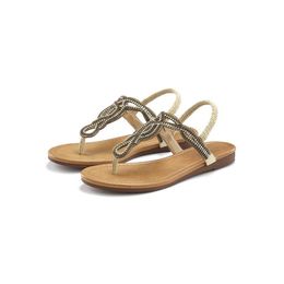 Lascana Zehentrenner beige Gr. 37 für Damen. Mit Schmucksteine