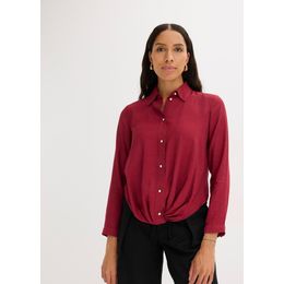bonprix Bluse mit Wickel-Detail aus strukturiertem Material, rot, Viskose