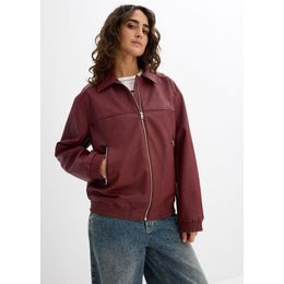 bonprix Oversize Lederimitat-Jacke, rot, Gr.48, L&auml;ssige Oversize-Jacke aus Kunstleder